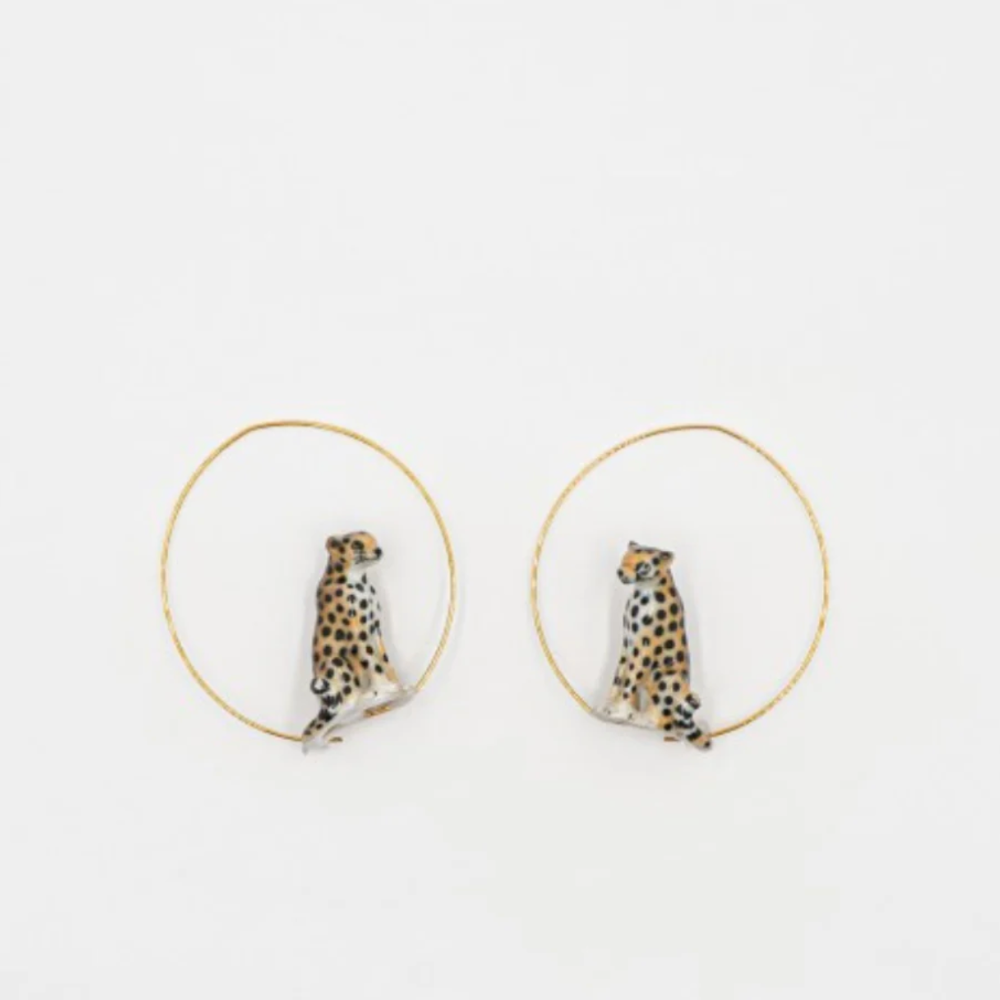 Nach Sitting Cheetah Earrings costume