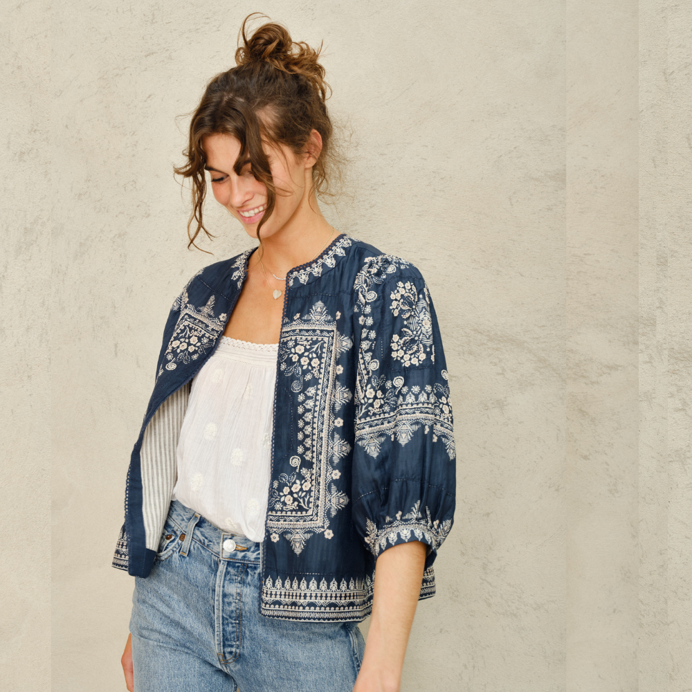 M.A.B.E Eden Print Jacket - Indigo – costume